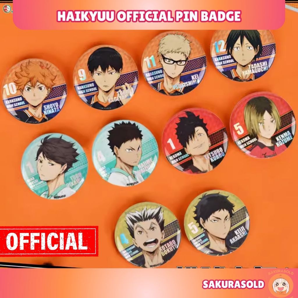 Haikyuu Official 58mm Pin Badge Karasuno Hinata Kageyama Tsuki Pin ...