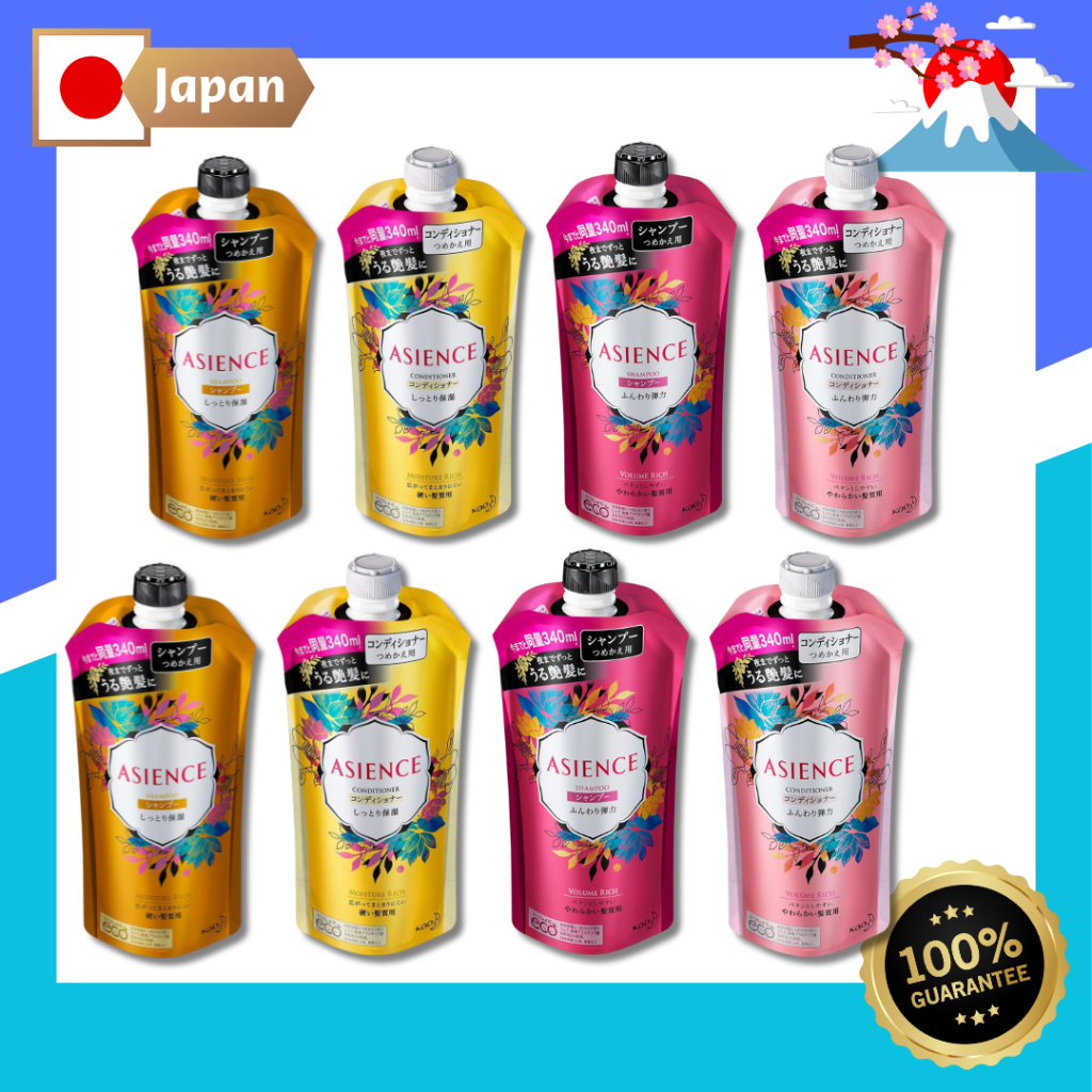 Kao Asience Moisturizing & Soft Elastic Shampoo & Conditioner Refill 340ml 【Discontinued ...