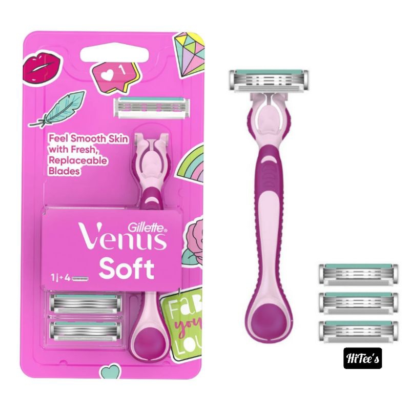 Gillette Venus Soft | 1 Razor Handle + 4 Blades Refill | Disposable ...