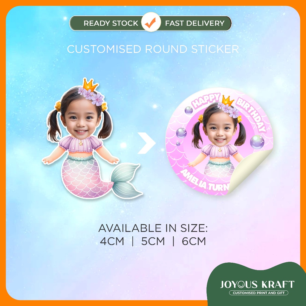 Custom Name Round Sticker Birthday Goodies Bag Doorgift Sticker ...