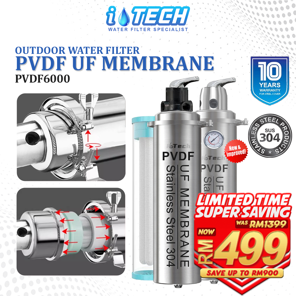 𝐈-𝐓𝐄𝐂𝐇 PVDF 6000Plus Membrane Stainless Steel Water Filter 0.01 Micron ...
