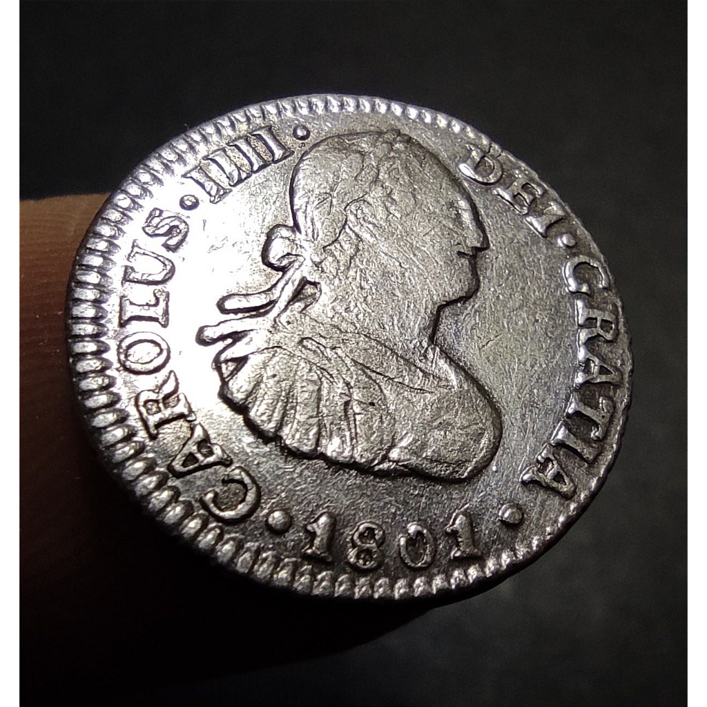 HISPAN Old Silver Coin King Charles IV 1/2 Real Year 1801 ( High Grade ...