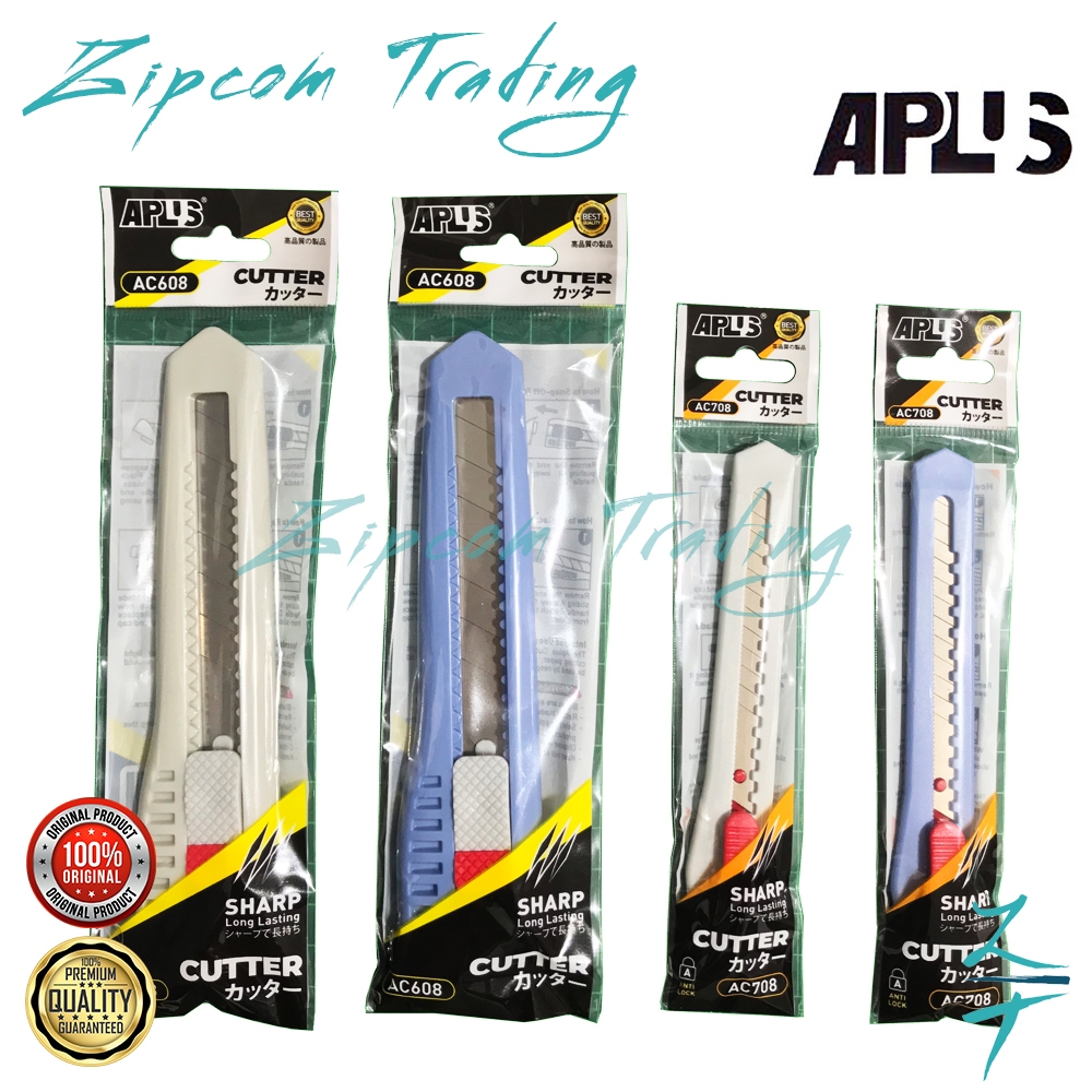 Aplus Cutter Knife AC708/AC608 & Refill Blade ( 9mm / 18mm ) | Shopee ...