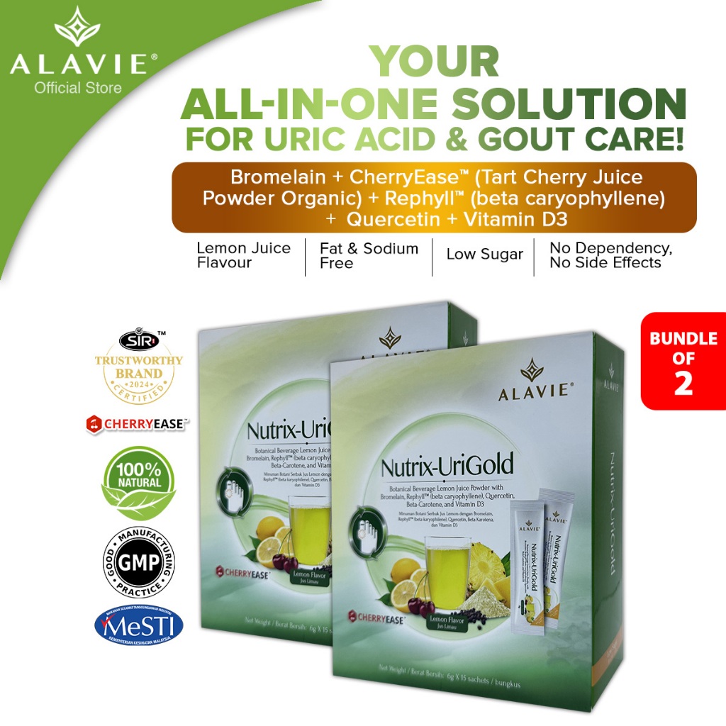 Alavie Nutrix-UriGold 15s 天然消炎消肿抗尿酸痛风专用营养饮 *Gout, Uric Acid, Knee Pain ...