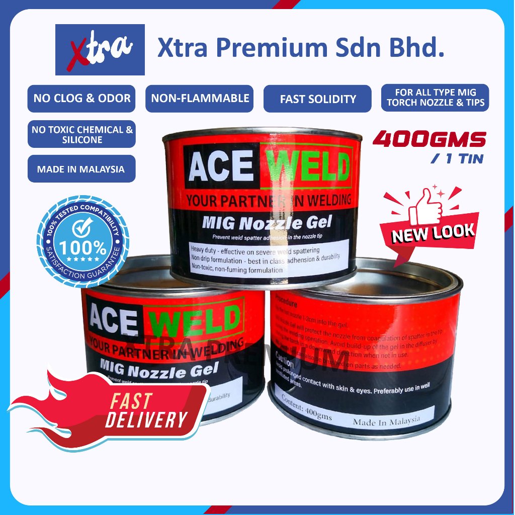 ACE WELD ANTI SPATTER GEL (NEW LOOK!!!) - 400GMS / FOR MIG NOZZLE & TIP ...