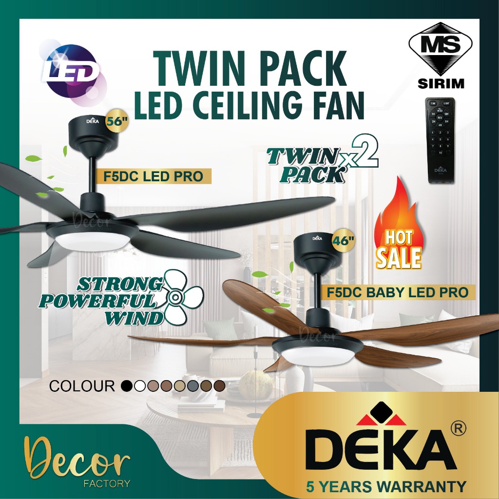 [TWIN PACK] DEKA F5DC LED PRO 56" F5DC BABY LED PRO 46'' 5 Blades 10 ...