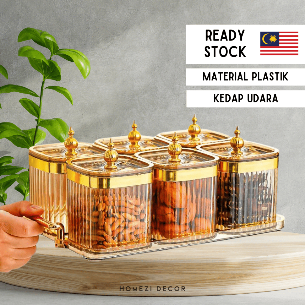 Bekas Kuih Biskut Raya Plastik Set Balang Kuih Raya Jar Set Food ...