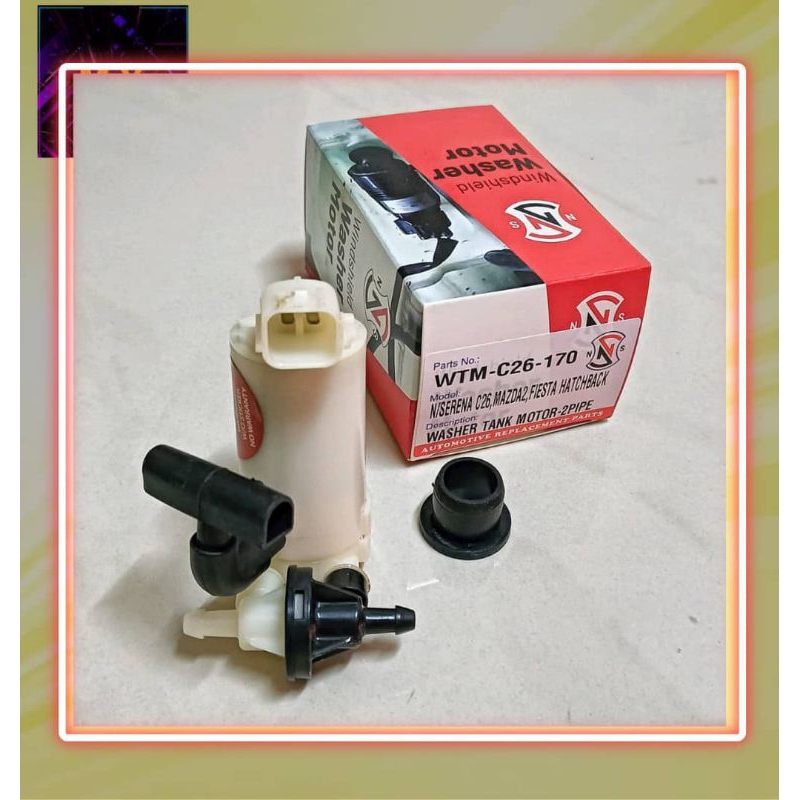 NS Washer Tank Motor Serena C26, Mazda2(skyactive) ,Fiesta hatchback (3pipe)(socket 2pin ...