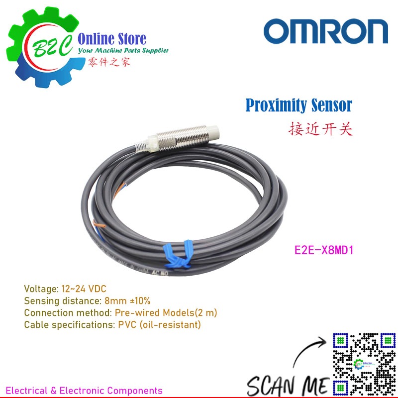 OMRON E2E-X8MD1 Proximity Switch Inductive Sensor M12 12 - 24VDC 0.1A Automation Safety Switches ...