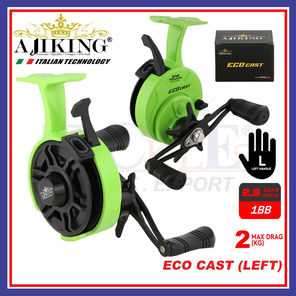 Ajiking Eco Cast Mesin Pancing Baitcasting | Ringan | Left Handle Kiri ...