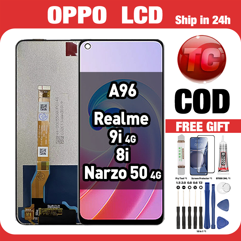 LCD OPPO A96/ REALME 9i 4G/ 8i/ Narzo 50 4G Compatible For Original Glass Touch Screen Digitizer ...