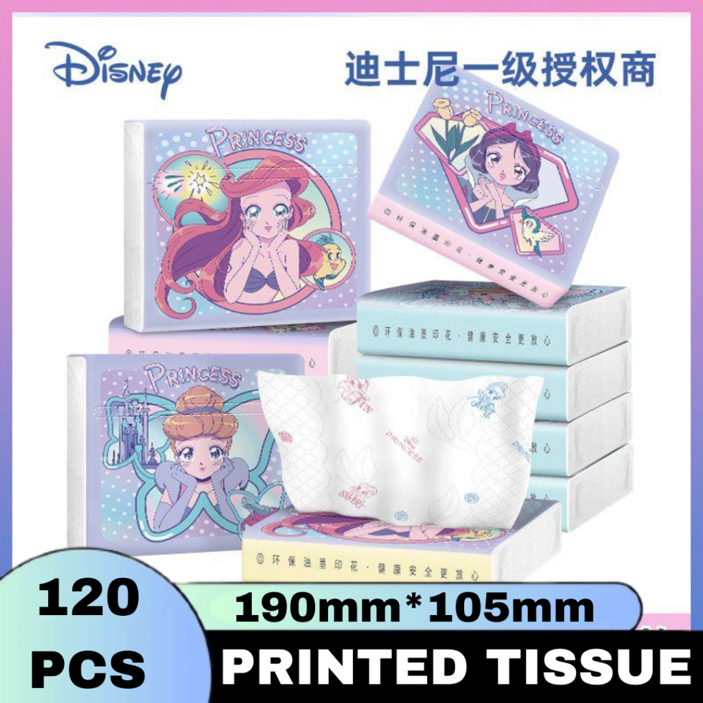 (1 Pack) 120pcs Princess Cartoon Colorful Printed Facial Pocket Tissue ...
