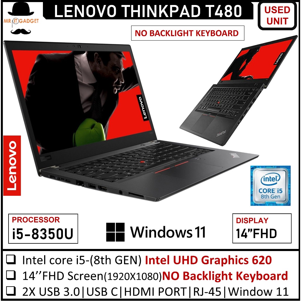 Lenovo Thinkpad T480 Business Laptop Core i5-8TH Gen 14"inch Display ...