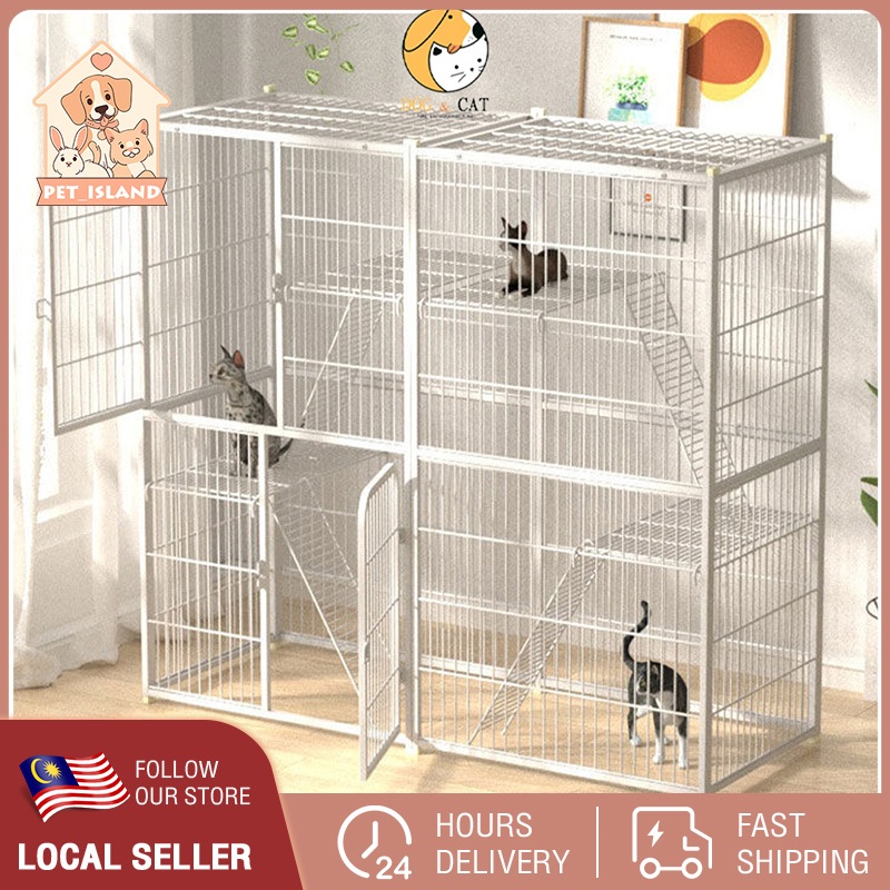 Cat Cage Large Sangkar Kucing Besar 2 3 Tingkat Foldable Square Tube ...