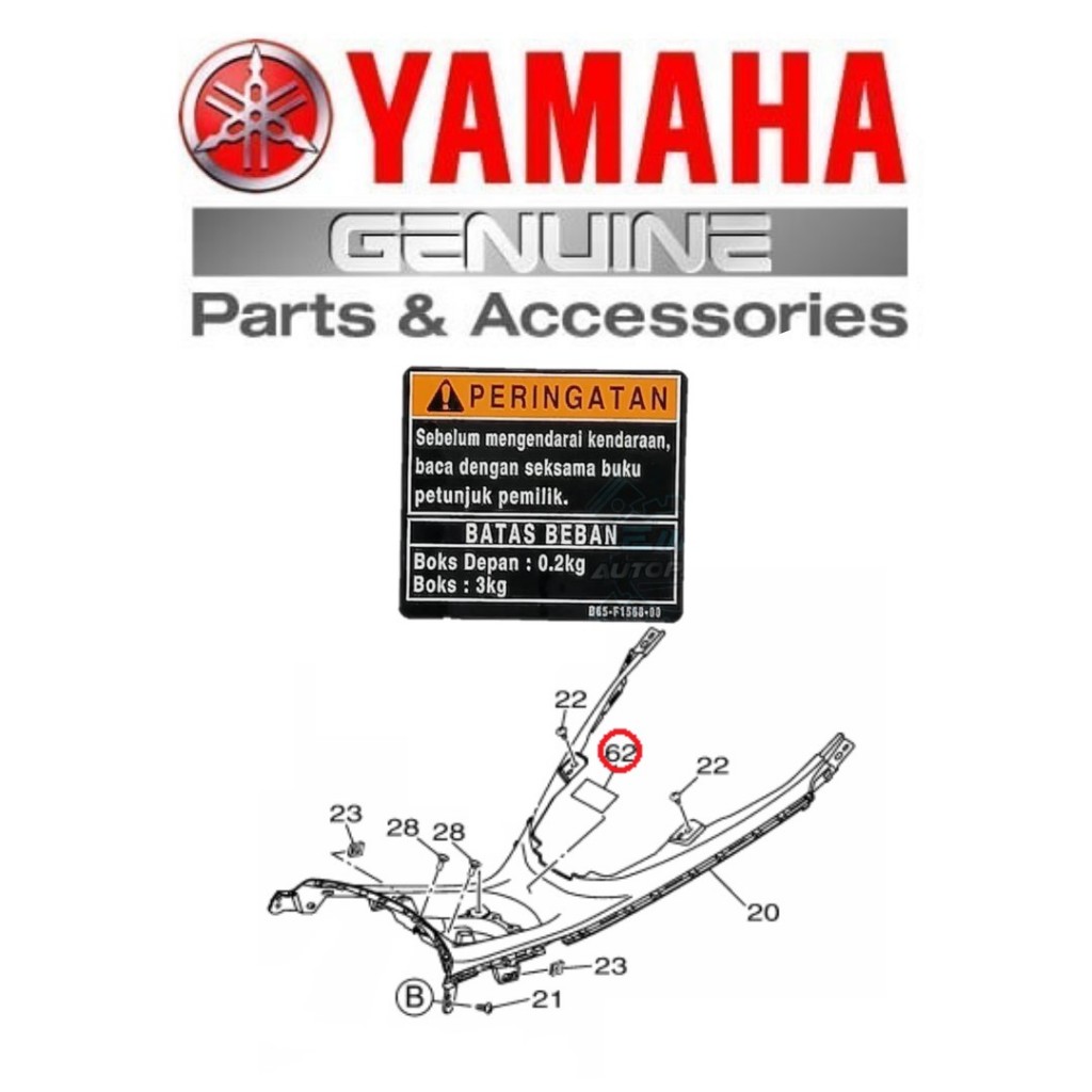 WARNING Label Sticker [ B65-F1568-01 ] 100% Original Yamaha Nvx155 ...