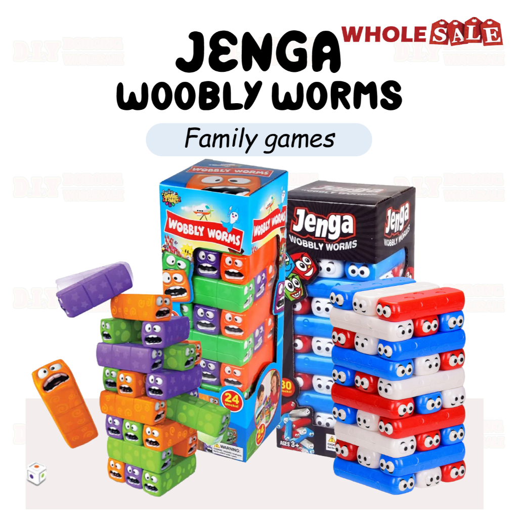 Jenga Wobbly Worms Tower Balancing Game Blocks Game Tower Permainan ...