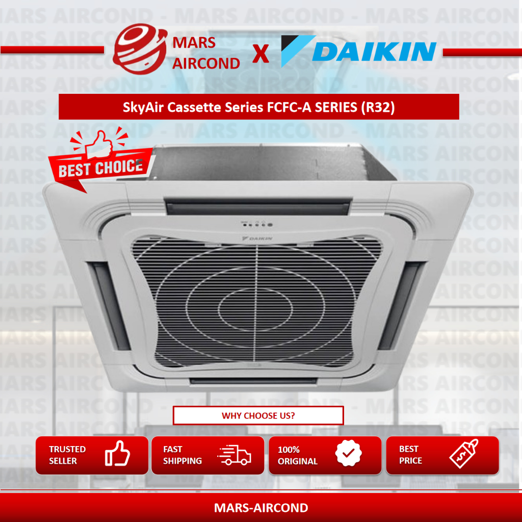 DAIKIN R32 Non-Inverter Ceiling Cassette Air-Conditioner FCC-A SERIES SkyAir 2HP 2.5HP 3HP 3.5HP ...