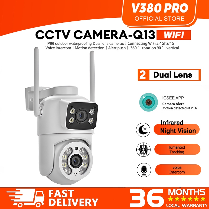 V380 Pro CCTV Camera Q13 Dual Lenss wireless wifi CCTV Full Color Night ...