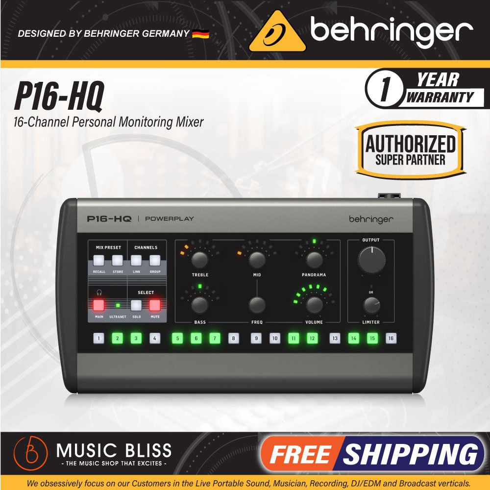 Behringer P16-HQ 16-Channel Personal Monitoring Mixer (P16HQ / P16 HQ ...