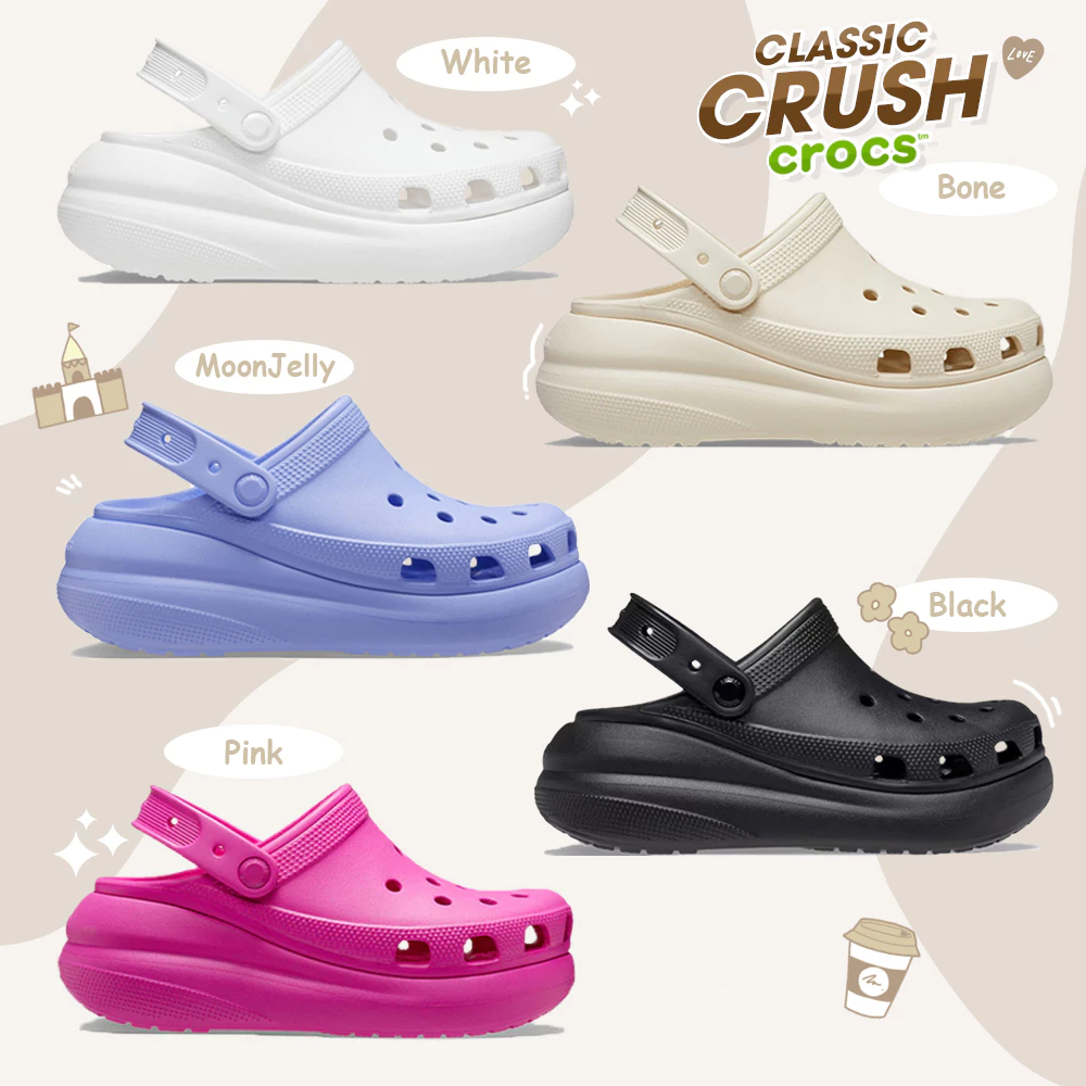 PUTIH Original Crocs Crush Women Sandals White Crocs Unisex Classic ...