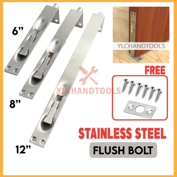 Stainless Steel Pintu Keluli Tahan Karat Door Flush Bolt 6" 8" 12" Door ...