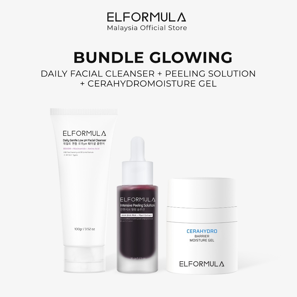 ELFORMULA Facial Cleanser + Peeling Solution + Barrier Moisturizer ...