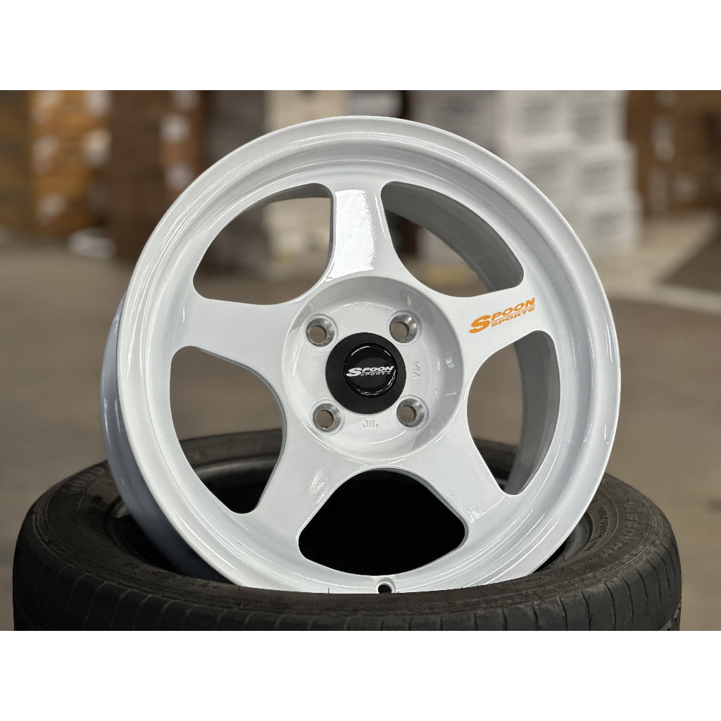 NEW 15X7J AOW Spoon SW388 Rim (set of 4) White 4X100 for City Jazz Vios Yaris Myvi Mazda 2 Ativa ...