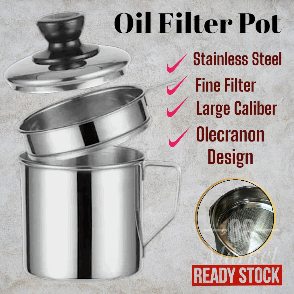 Penapis Minyak Masak/ Stainless steel Oil Filter Pot/ Grease Oil Strain ...