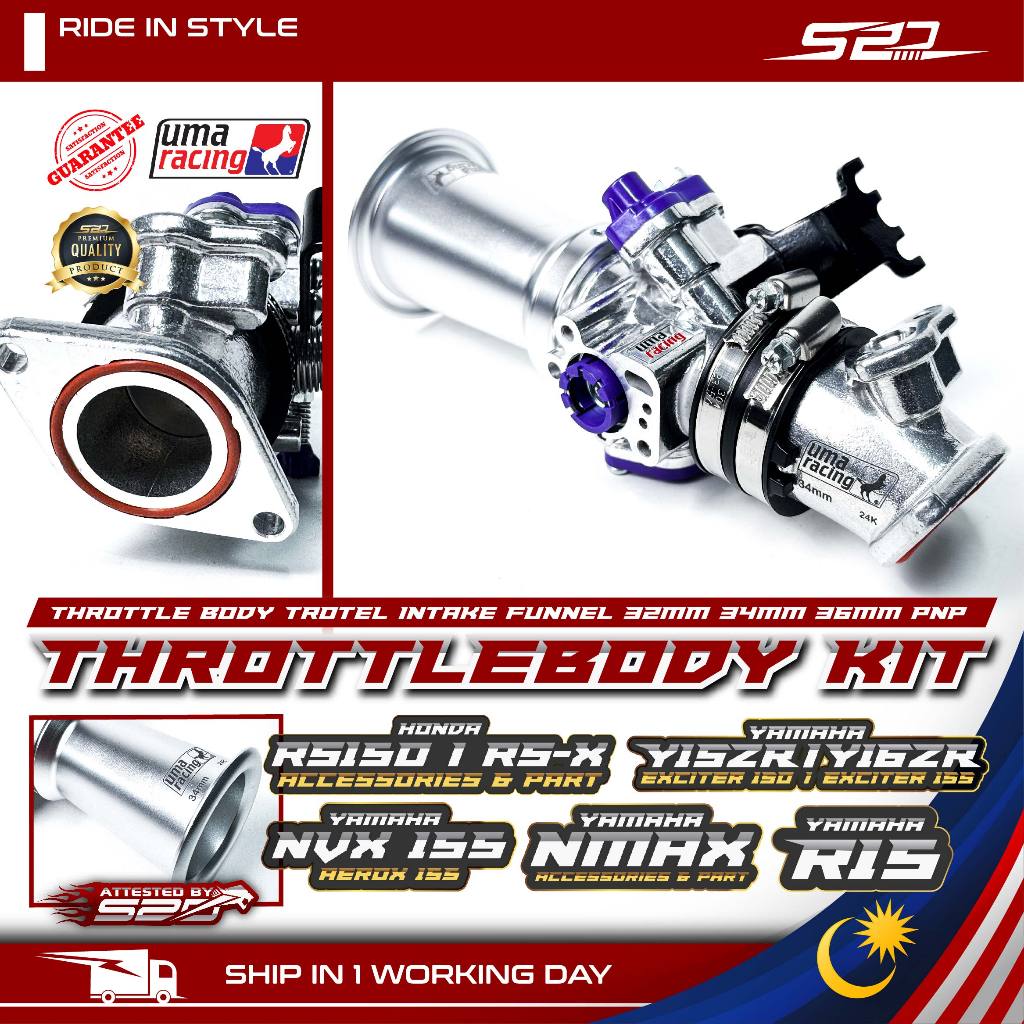 ThrottleBody Kit Set UMA Racing RS150 RS-X 150 Y15 Y16 R15 NVX NMAX ...