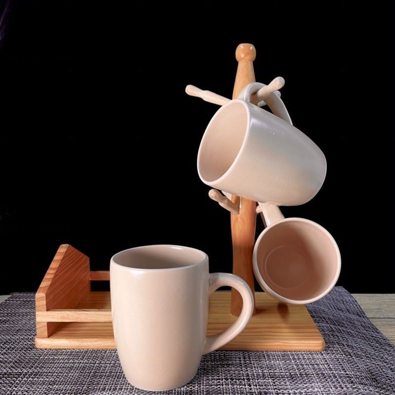 Mug Tree Wooden Mug Holder Kitchen 6 Holder Mug Rack Cup and Saucer ...