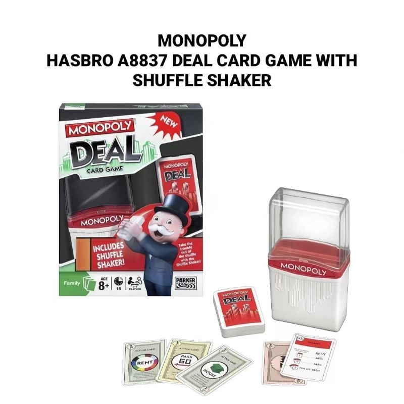 (1BOX) MONOPOLY Harbro A8837 Deal Card Game With Shuffle Shaker X 1BOX ...