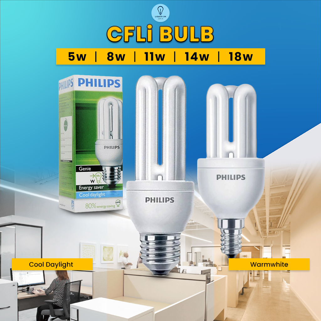 Philips E27 Energy Saving Spiral Tornado GENIE 4U 3U Bulb Mentol Jimat ...