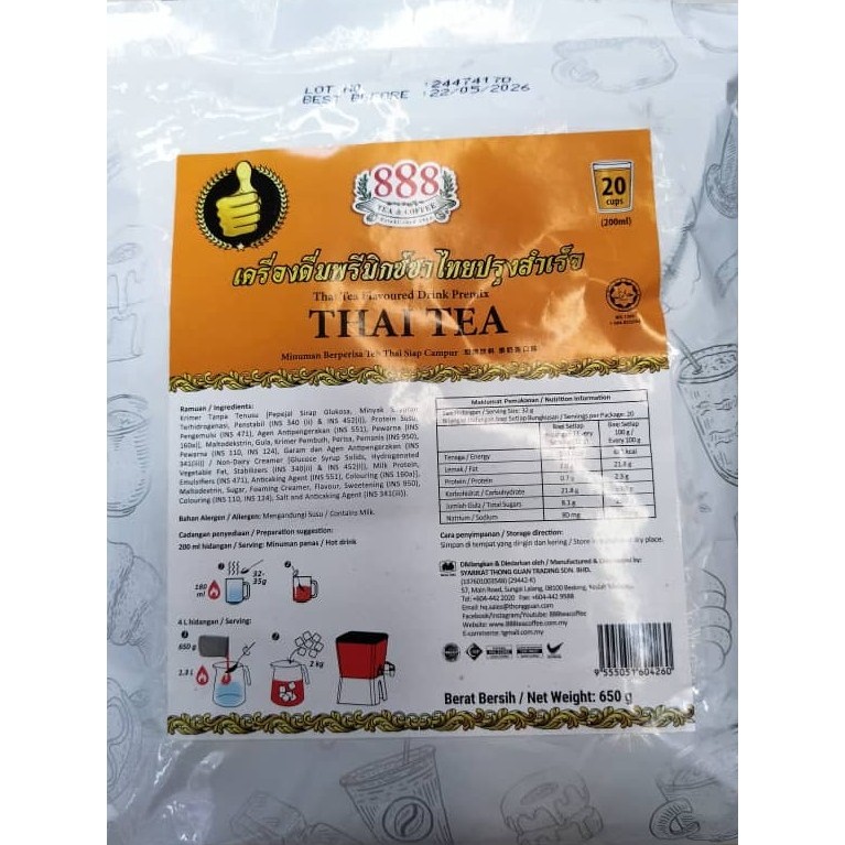 888 Thai Tea Flavored Drink Premix 650g | Shopee Malaysia