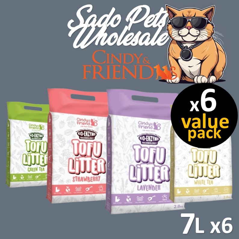 Cindy & Friends Tofu Litter Cat Litter 7L x6 Packs - Green Tea Original ...
