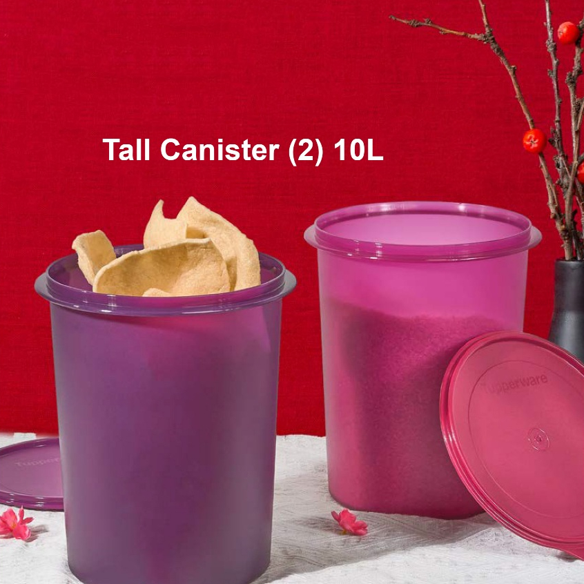 Tupperware Tall Canister 10L (Vineyard/Rhubarb) / Deco canister 11L ...