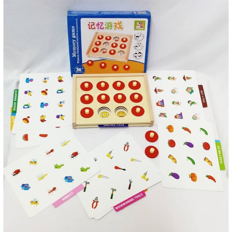 WOODEN MEMORY BOARD GAME MONTESSORI EDUCATIONAL TOYS WISDOM CHILDHOOD ...