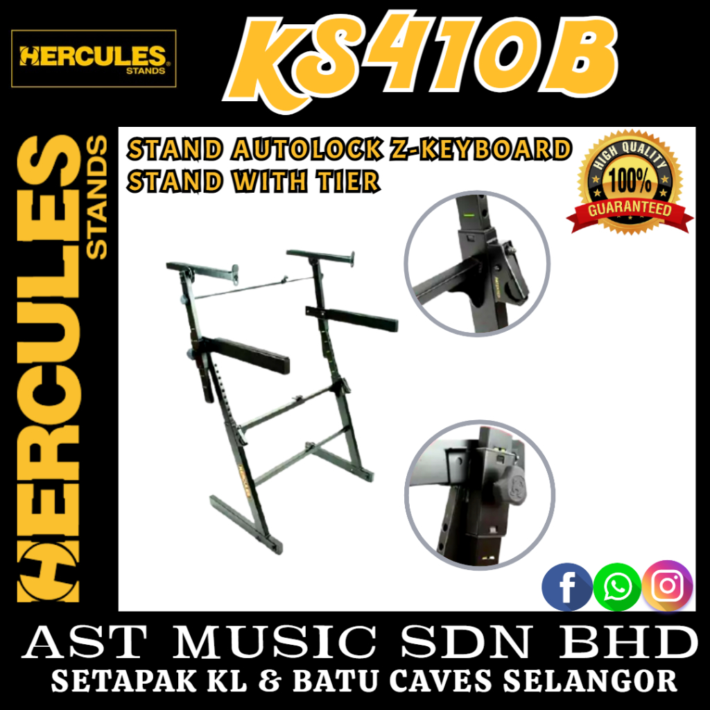 Hercules KS410B Stands Autolock Z-Keyboard Stand with Tier ( KS-410B ...