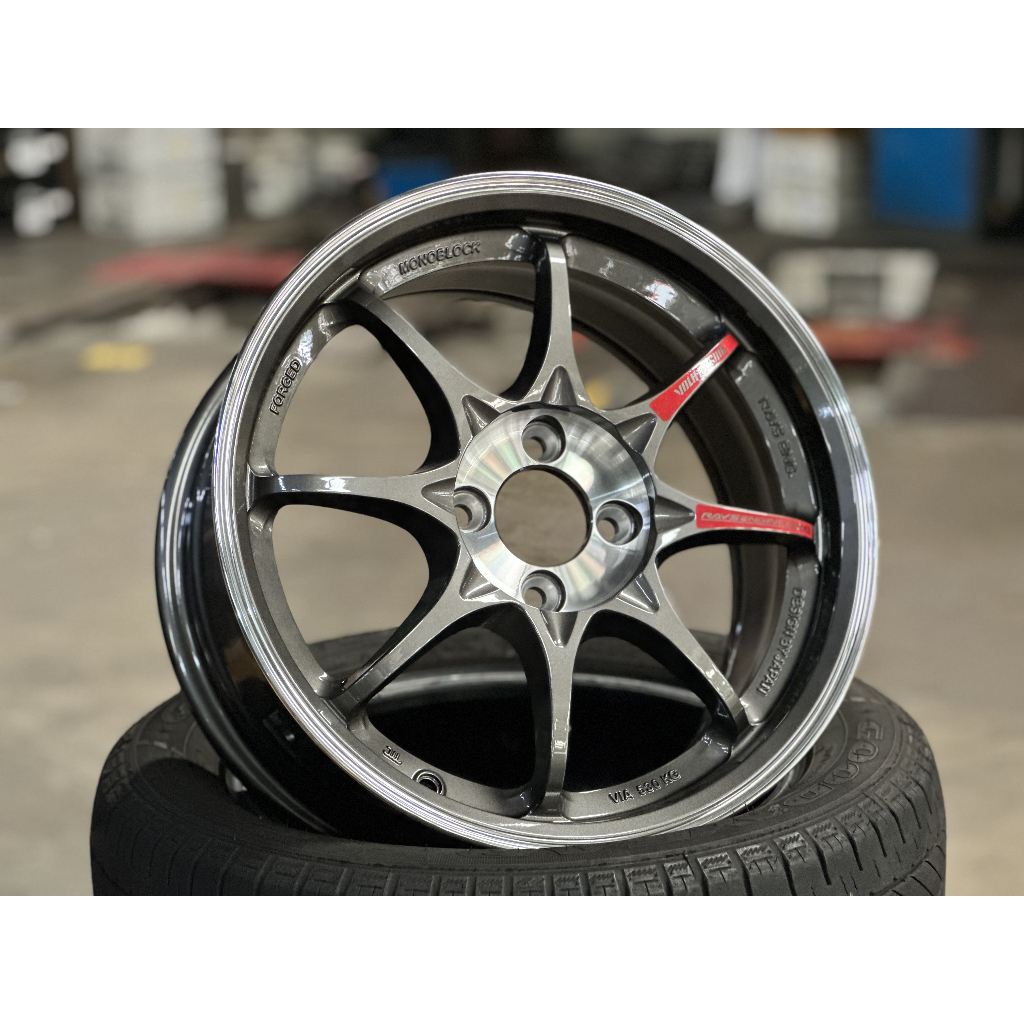 NEW 16X7J AOW CE28 SL 8 Spoke Rim (set of 4) Gunmetal 4X100 for City Jazz Vios Yaris Myvi Mazda ...