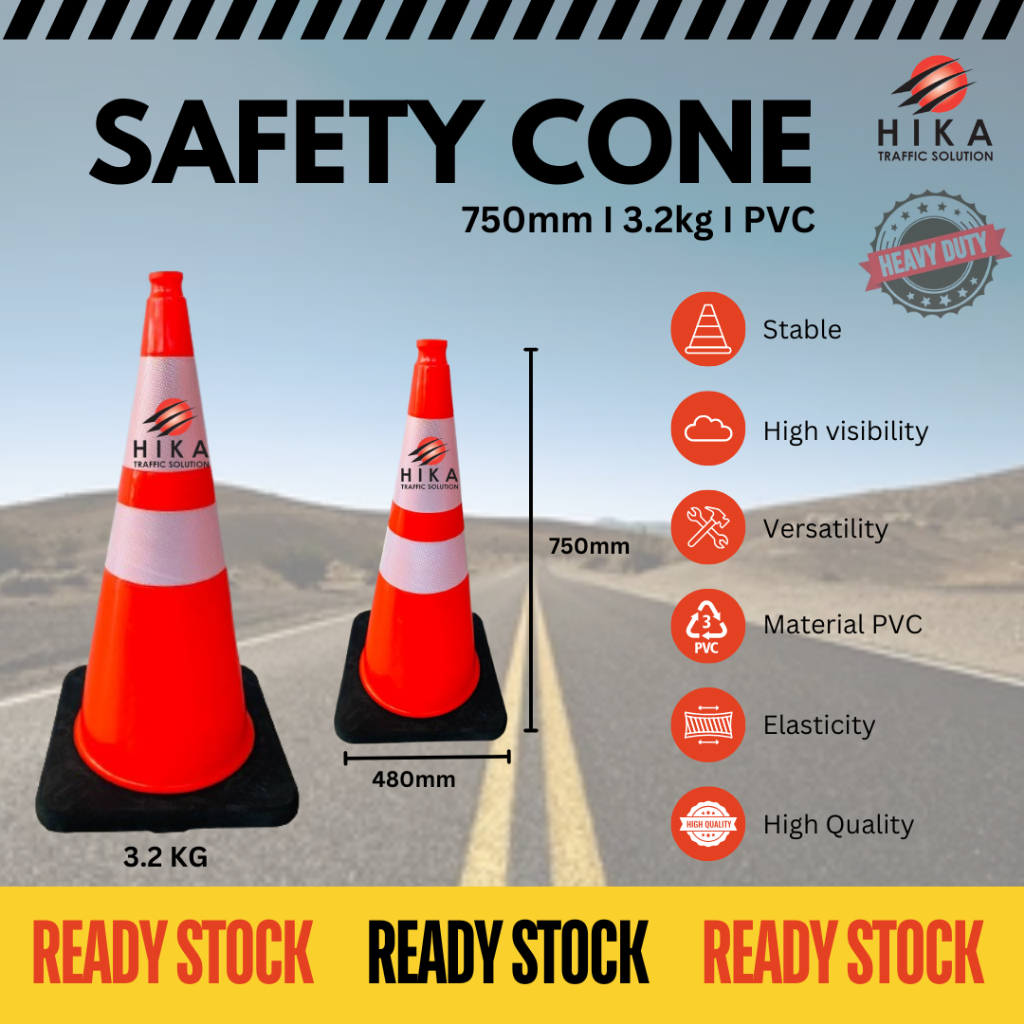 HIKA 30'' Safety Cone PVC Double Reflective Sticker | Kon Keselamatan ...