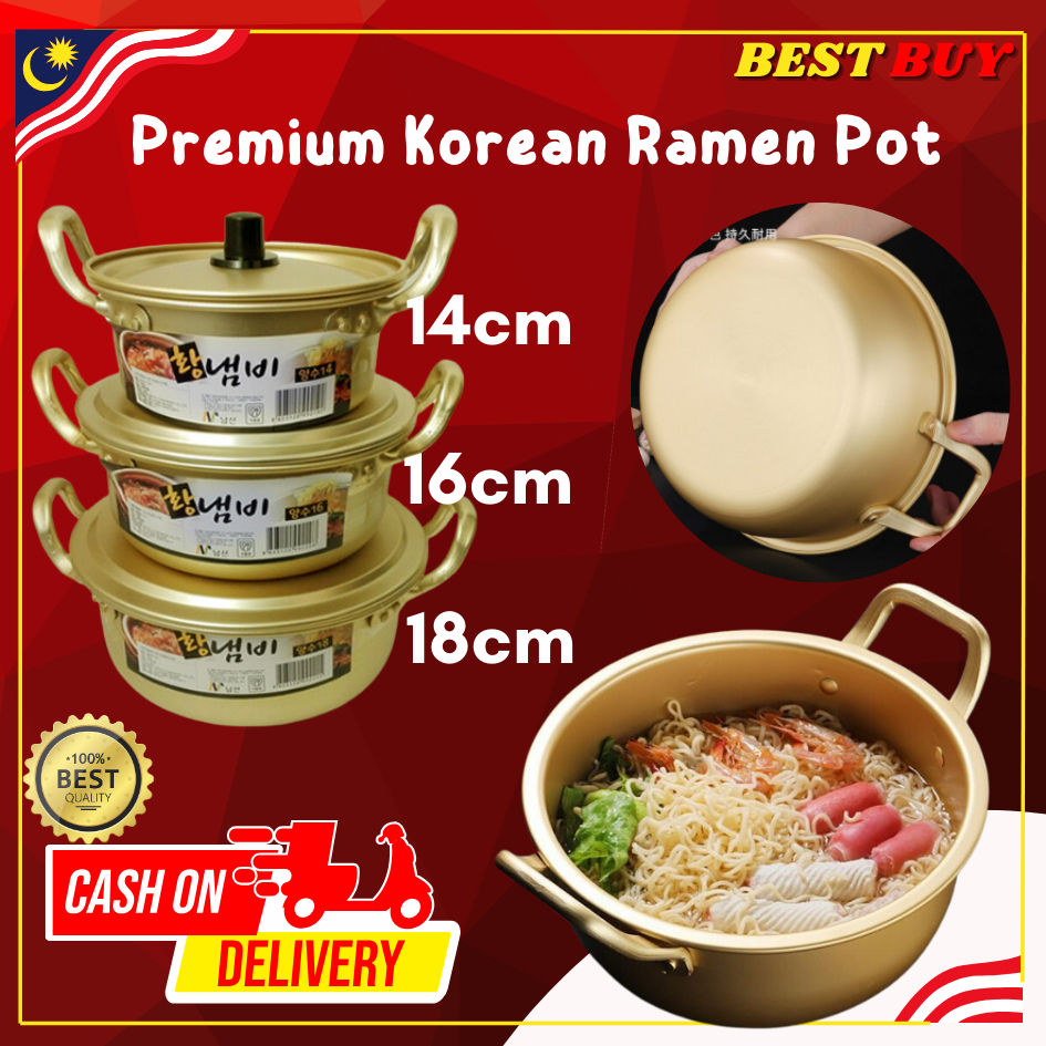 BESTBUY (READY STOCK) Premium Korean Ramen Pot with Cover Korean Gold ...