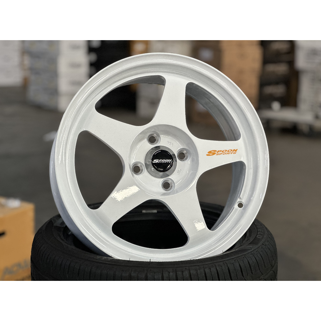 NEW 16X7J AOW Spoon SW388 Rim (set of 4) White 4X100 for City Jazz Vios Yaris Myvi Mazda 2 ...
