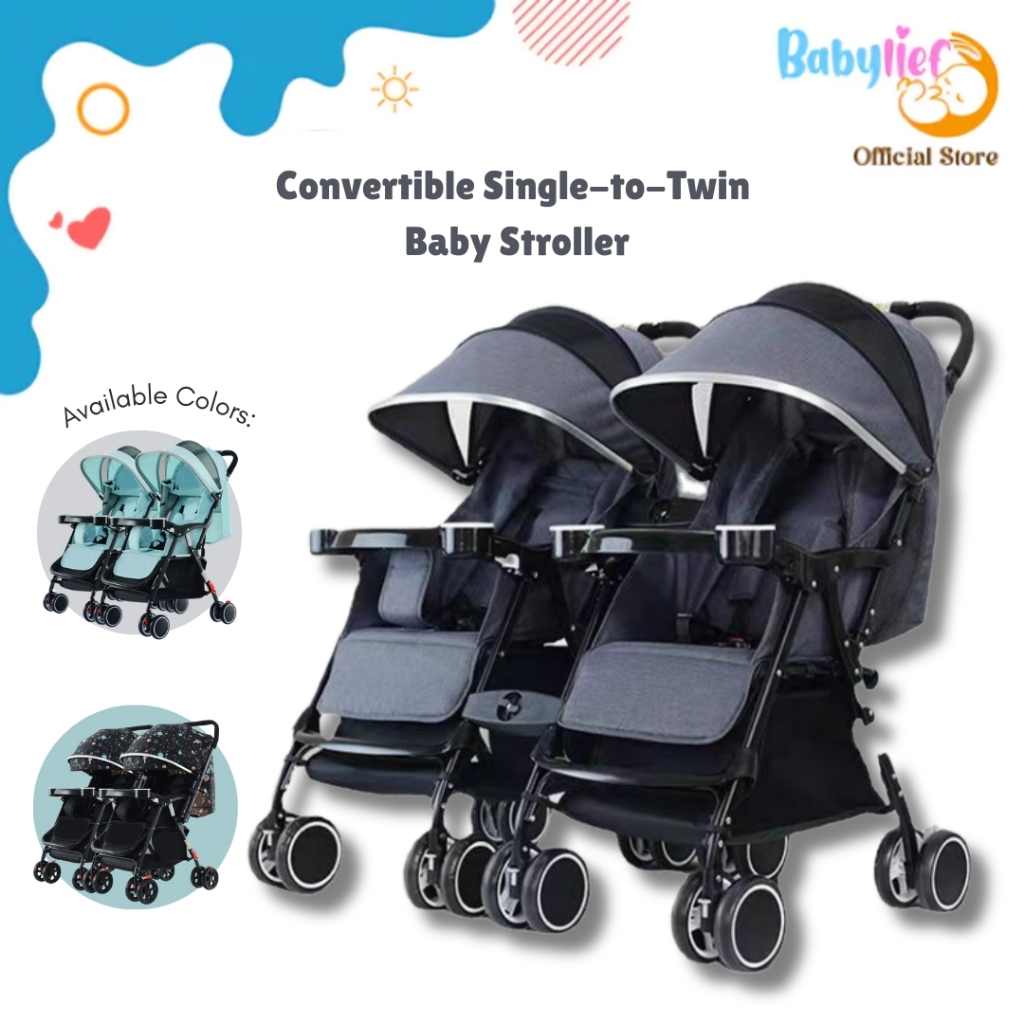 Babylief Twin Baby Stroller – One Click Fold Double Stroller for ...