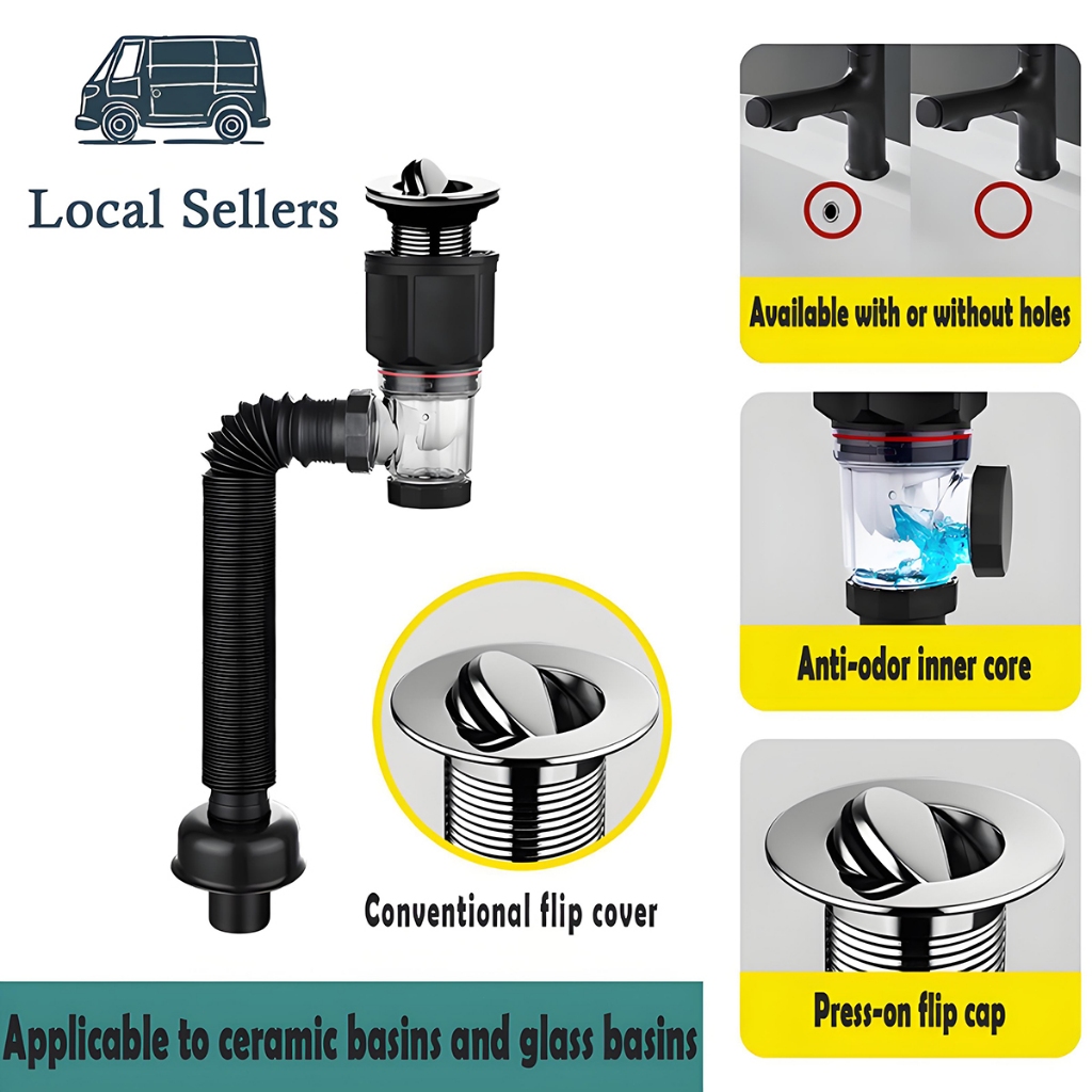 Multifunctional wash basin drainage siphon, odor-proof drain outlet is ...