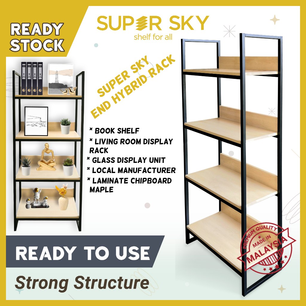 Supersky End Hybrid Rack 4 Tier Multipurpose Bookshelf Office File ...
