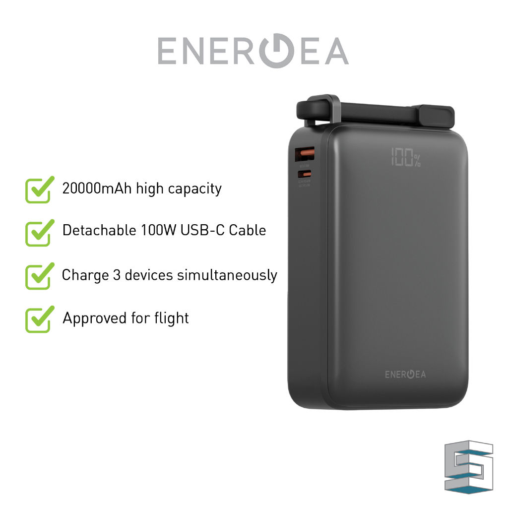 ENERGEA ComPac Ultra 67 Power Bank With Build In USB-C Cable - Gunmetal ...