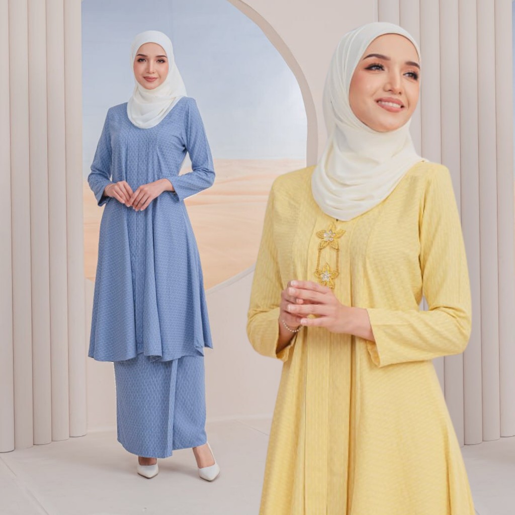 CARLANISA Inara Baju Kebarung Klasik Moden Stripe Polka dot Muslimah ...