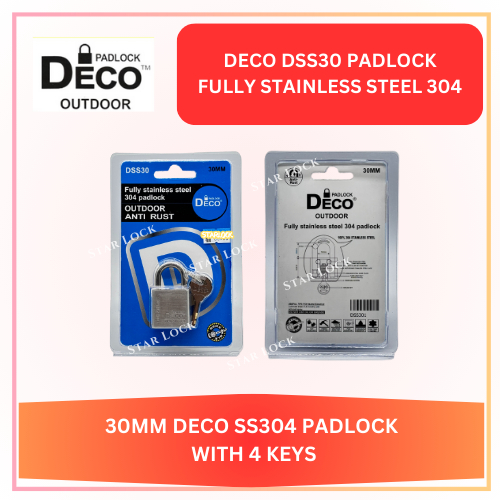 DECO 40/50/60mm Stainless Steel 304 Padlock - (Long Shackle ...
