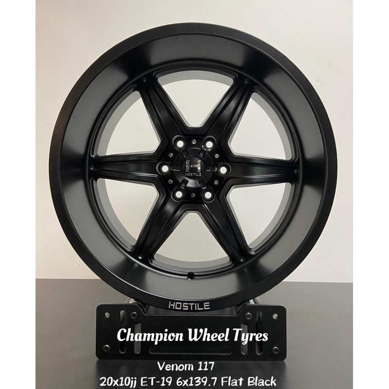 *SET* HOSTILE Flat Black 117 20x10jj ET-19 6H139.7 CB106.1 Sport Rim ...