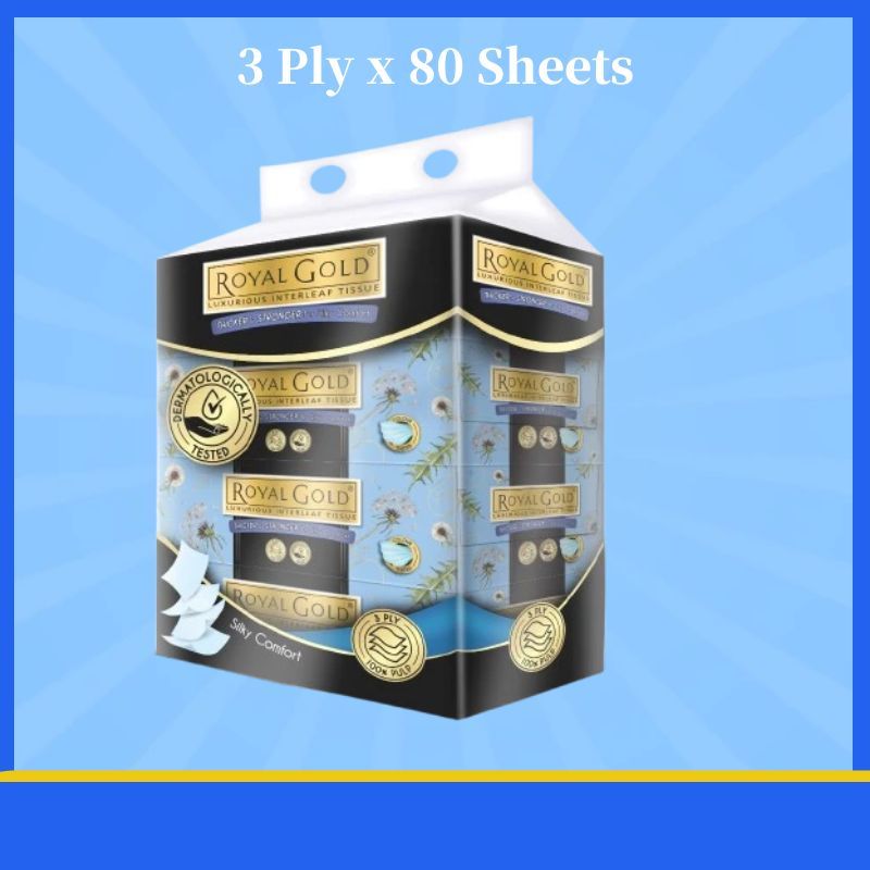 Royal Gold Luxurious Interleaf Tissue 3ply (80Sheets x 4box) | Shopee ...