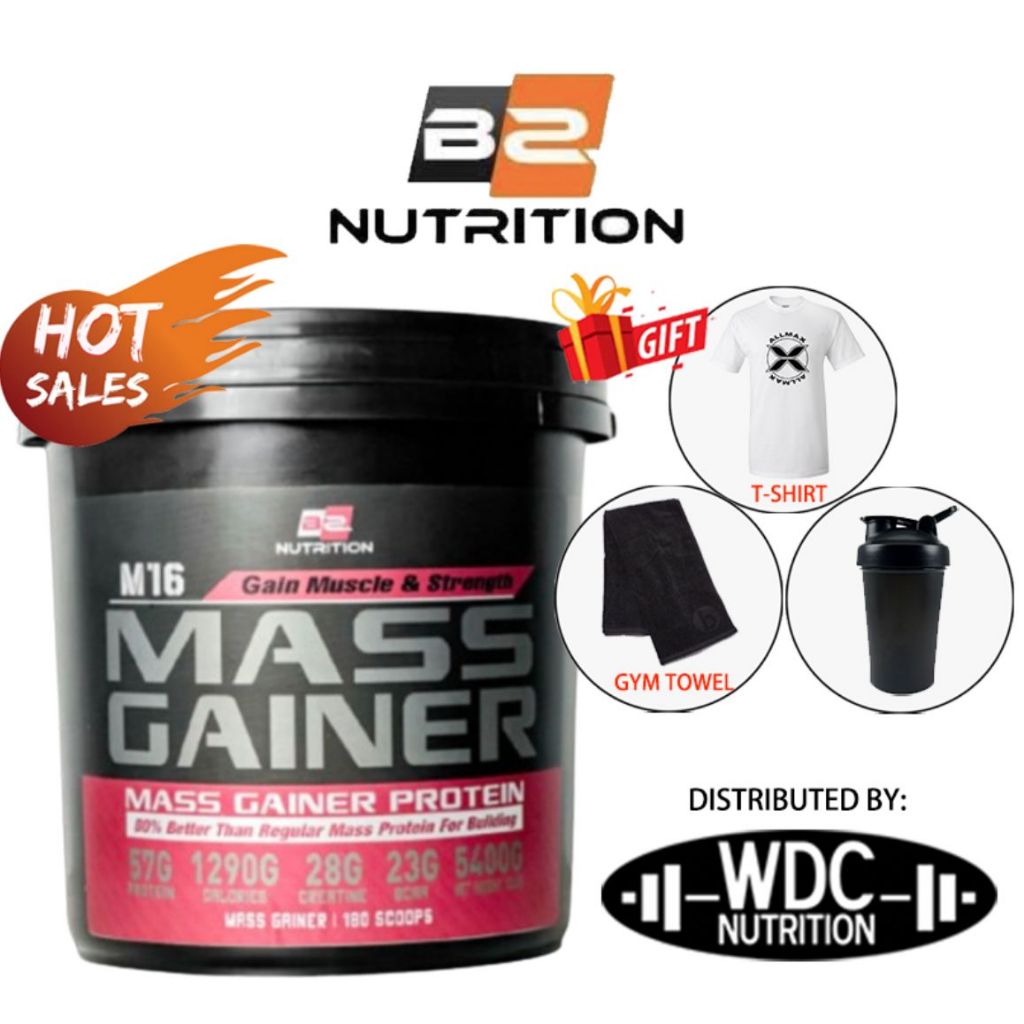BS Nutrition M16 Mass Gainer (5.4 kg & 2kg)-whey protein Susu Penambah Berat- Shaker T-SHIRT ...